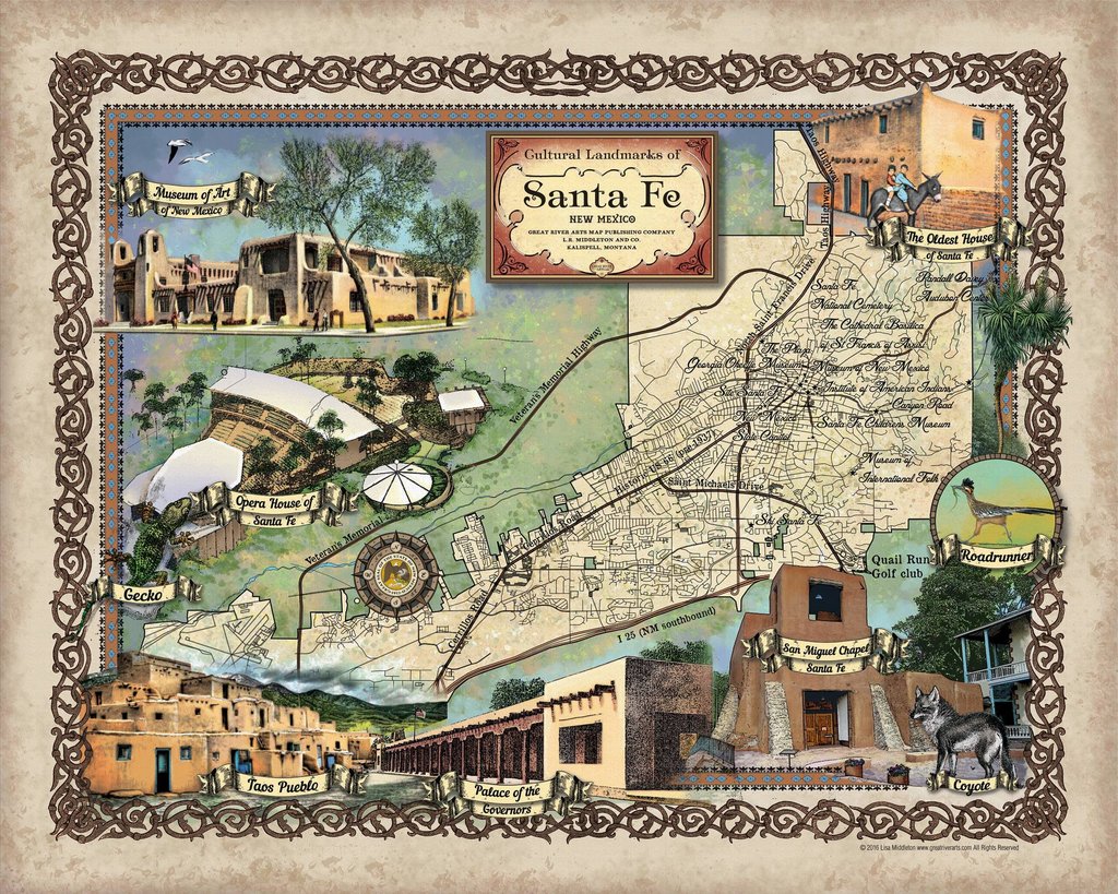 Travel Map Feature: 221 Custom map of The Historical Landmarks of Santa ...